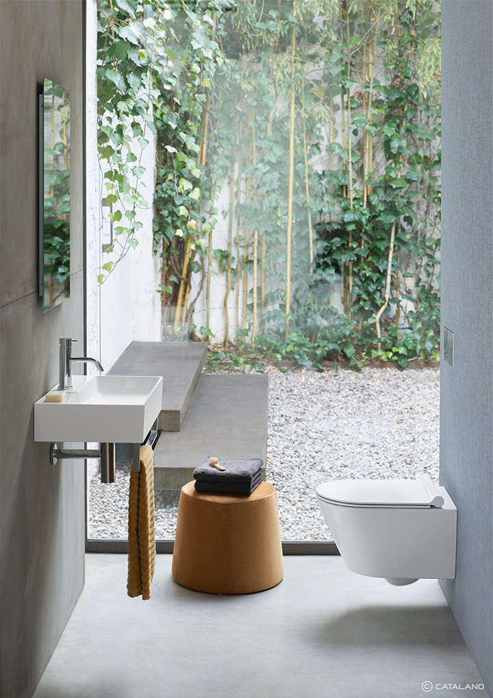 Verso collection by Ceramica Catalano: compact and small-sized washbasins