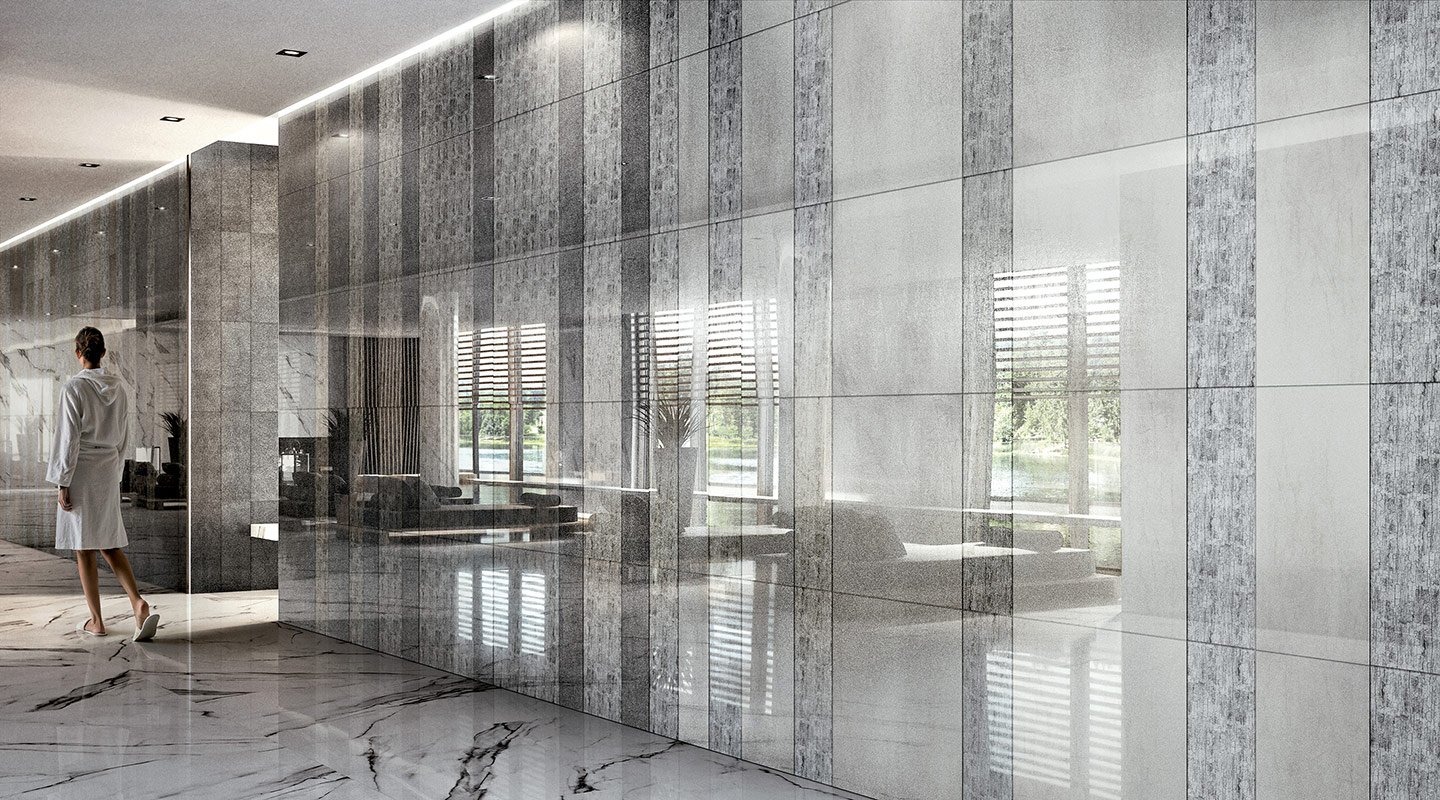 Decorative glass slabs Vetrite: elegant and bactericidal covering