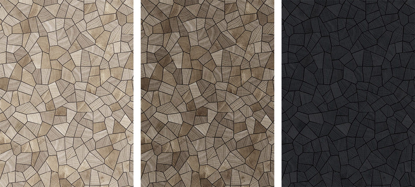 Oak mosaic for unique surfaces: Opus by Oscarono