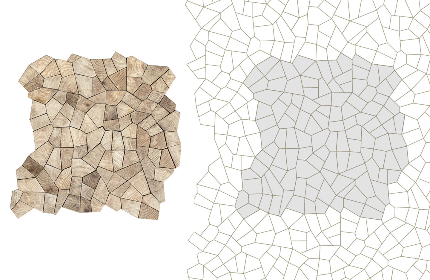 Oak mosaic for unique surfaces: Opus by Oscarono