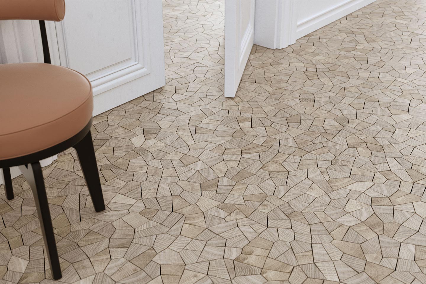 Oak mosaic for unique surfaces: Opus by Oscarono