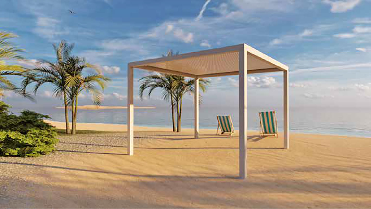 Shading and customizable Beach System pergolas by Sprech