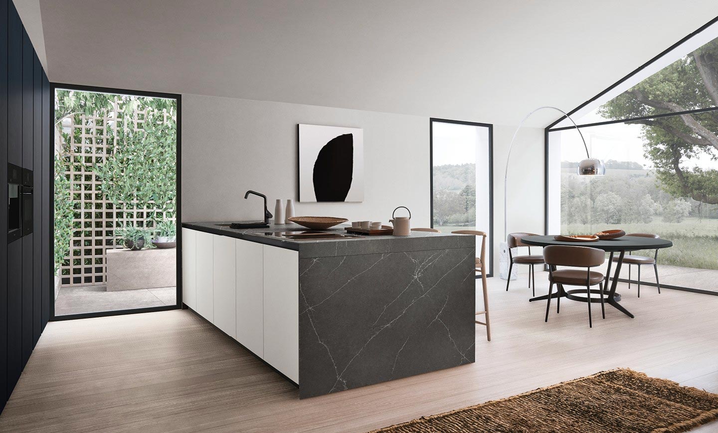 Arclinea Thea, the handle-free kitchen design by Antonio Citterio