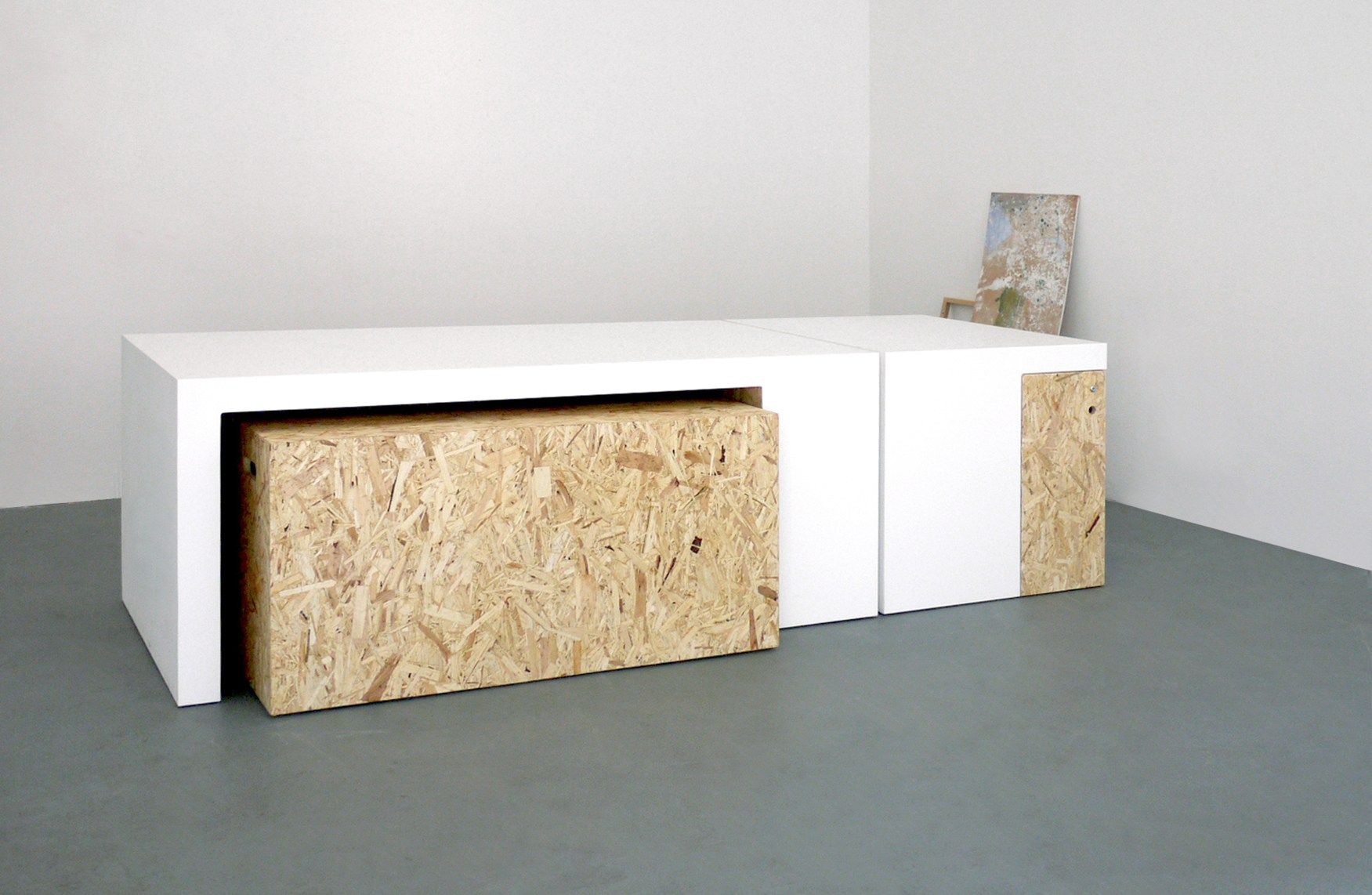 Solid surface and OSB for versatile furniture pieces