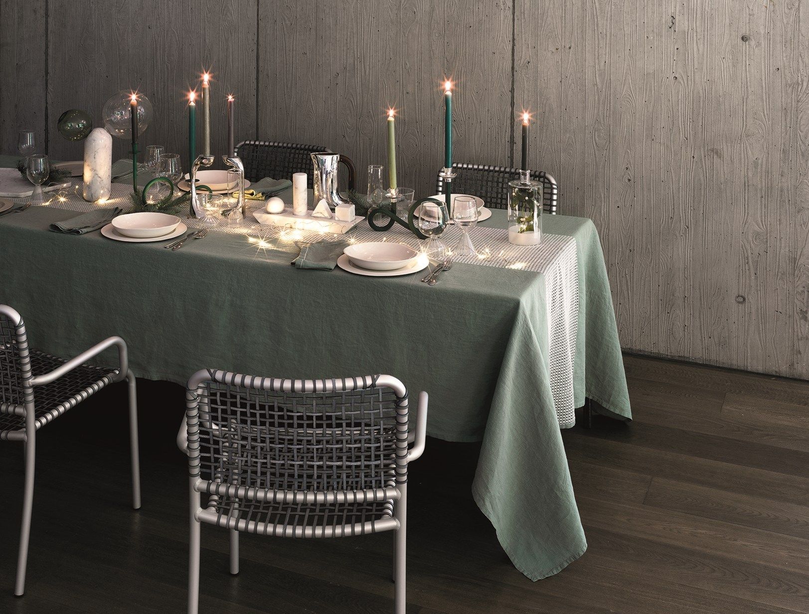 Lino verde muschio. Il Natale di Society Limonta