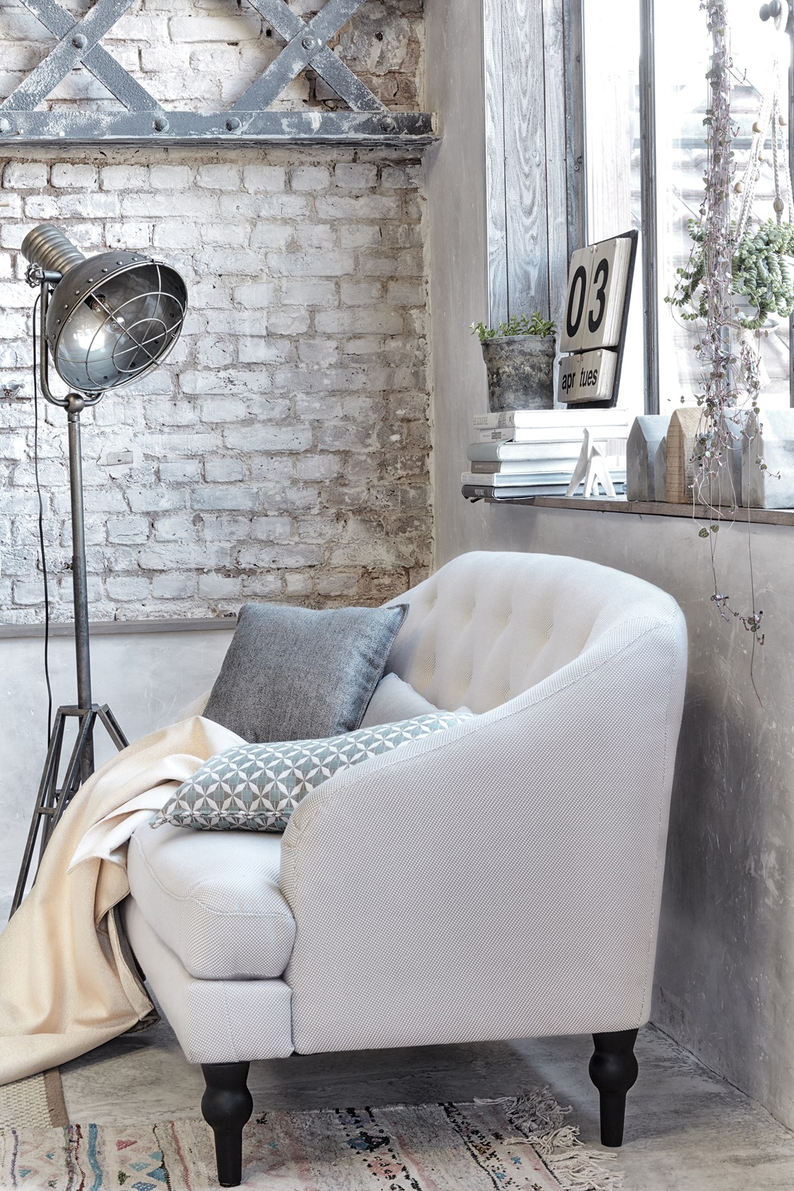 Textiles inspired by Scandinavian style combined with industrial chic