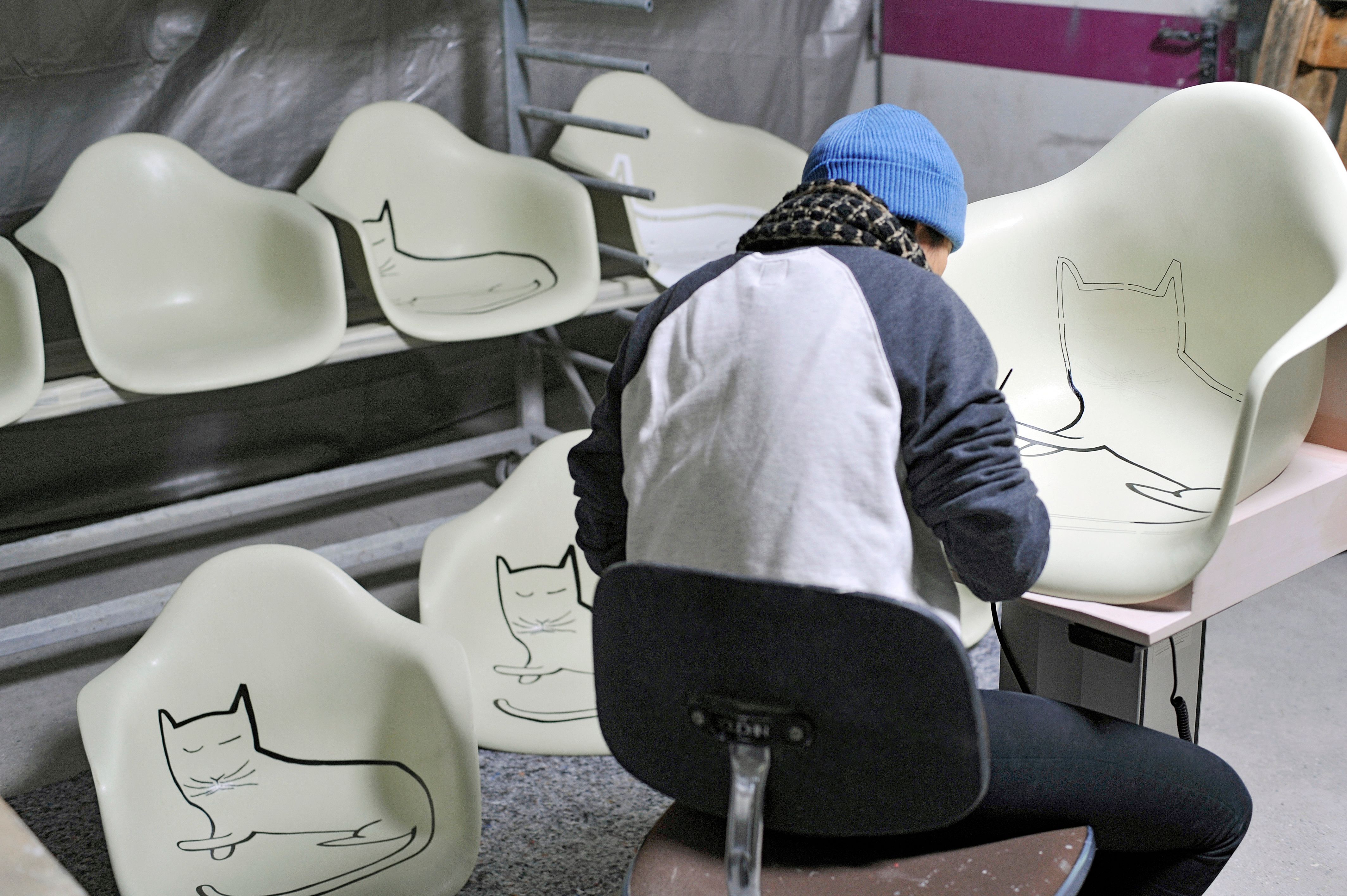 At Auction 500 Pieces of Vitra's Eames Chair with Steinberg Cat
