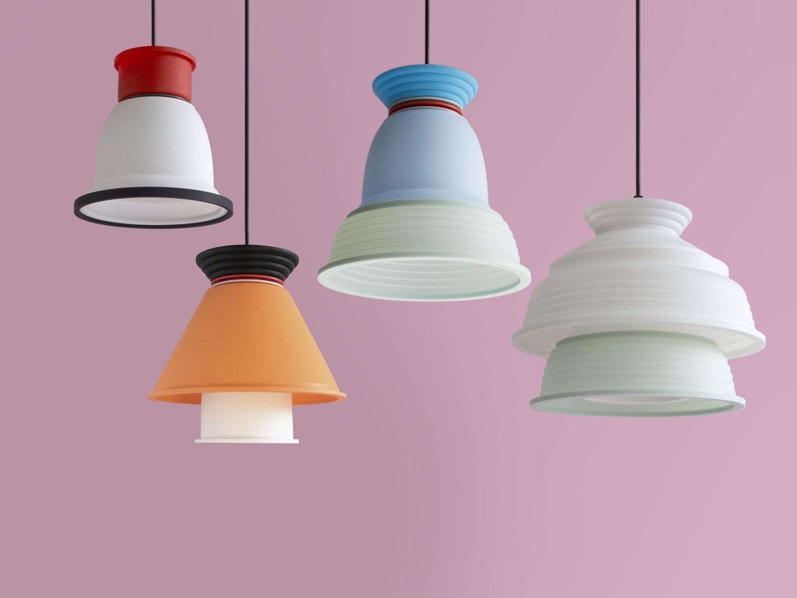 Shades silicone lamps by Sowden on show at Fuorisalone