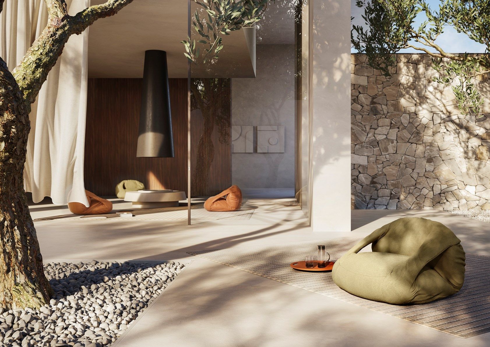 Natuzzi sofas and poufs at Fuorisalone 2022