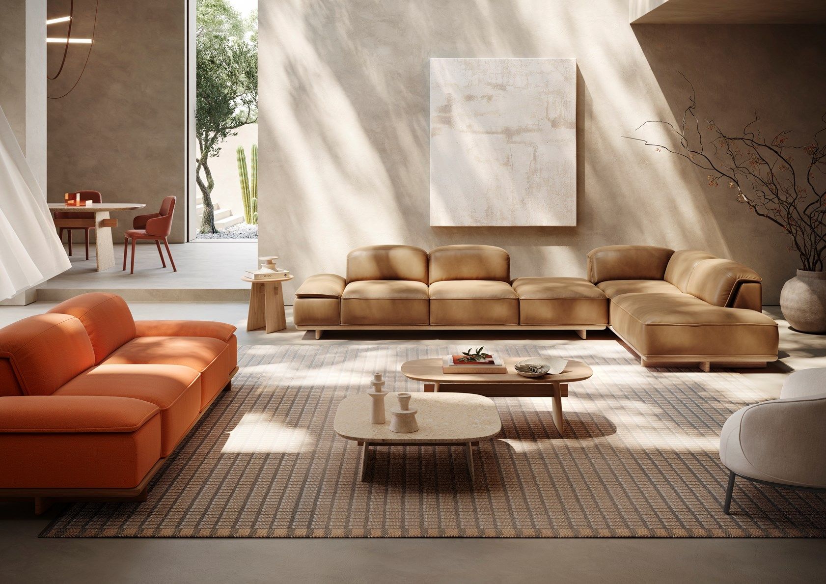 Natuzzi sofas and poufs at Fuorisalone 2022