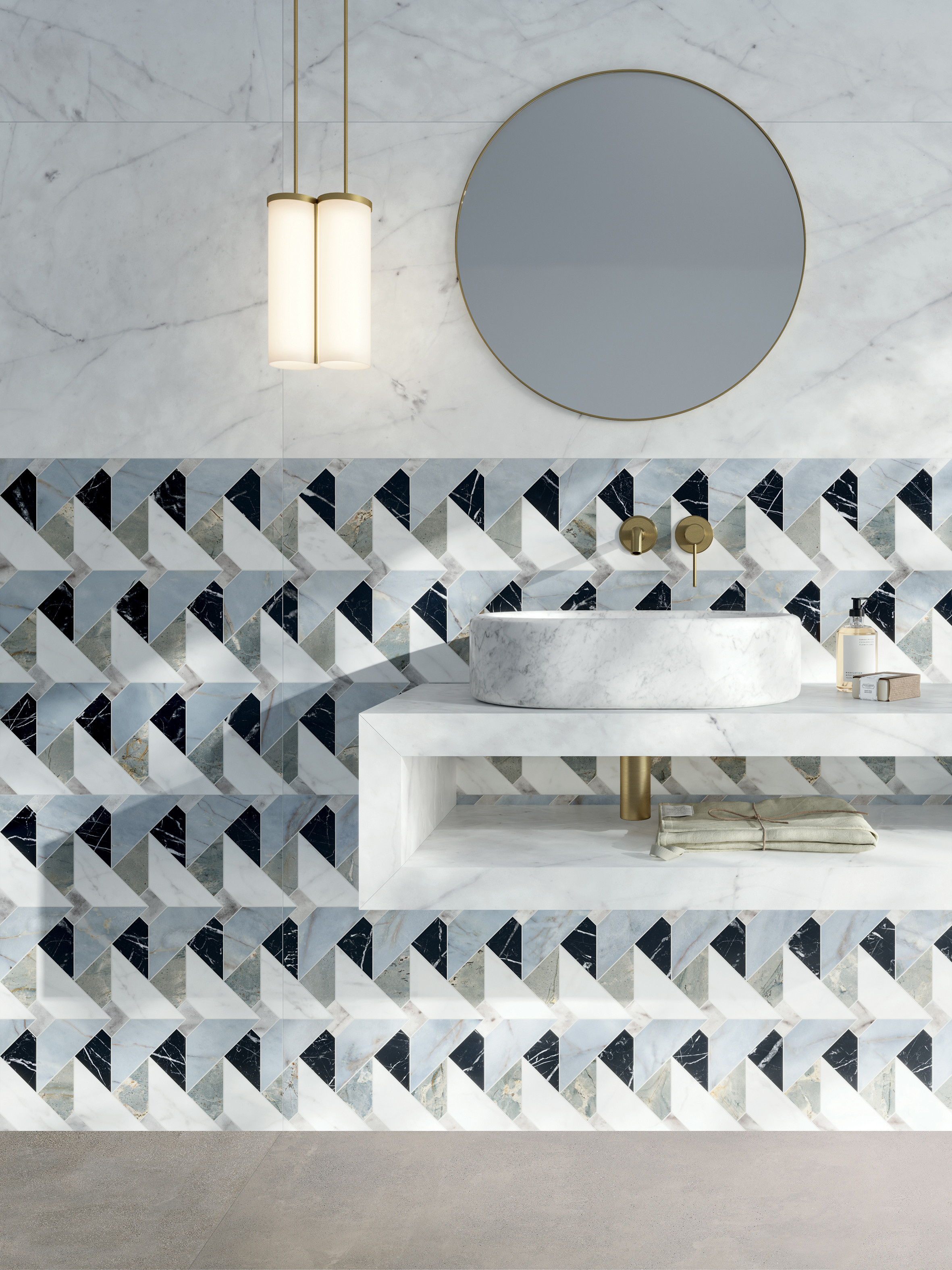 New version for SENSI marble-effect ceramic tile collection by ABK