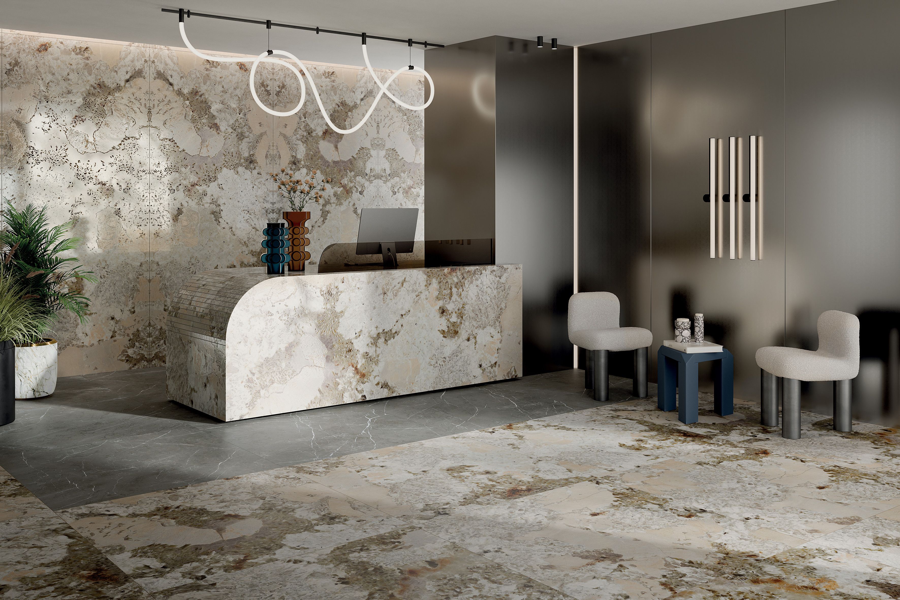 New version for SENSI marble-effect ceramic tile collection by ABK
