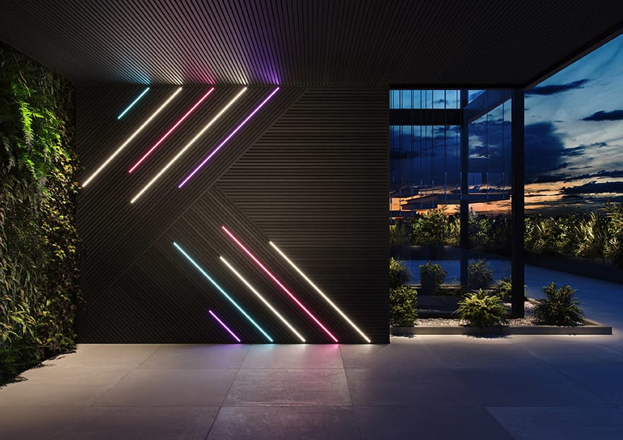 Wooden cladding and integrated lighting: Nova by Deco