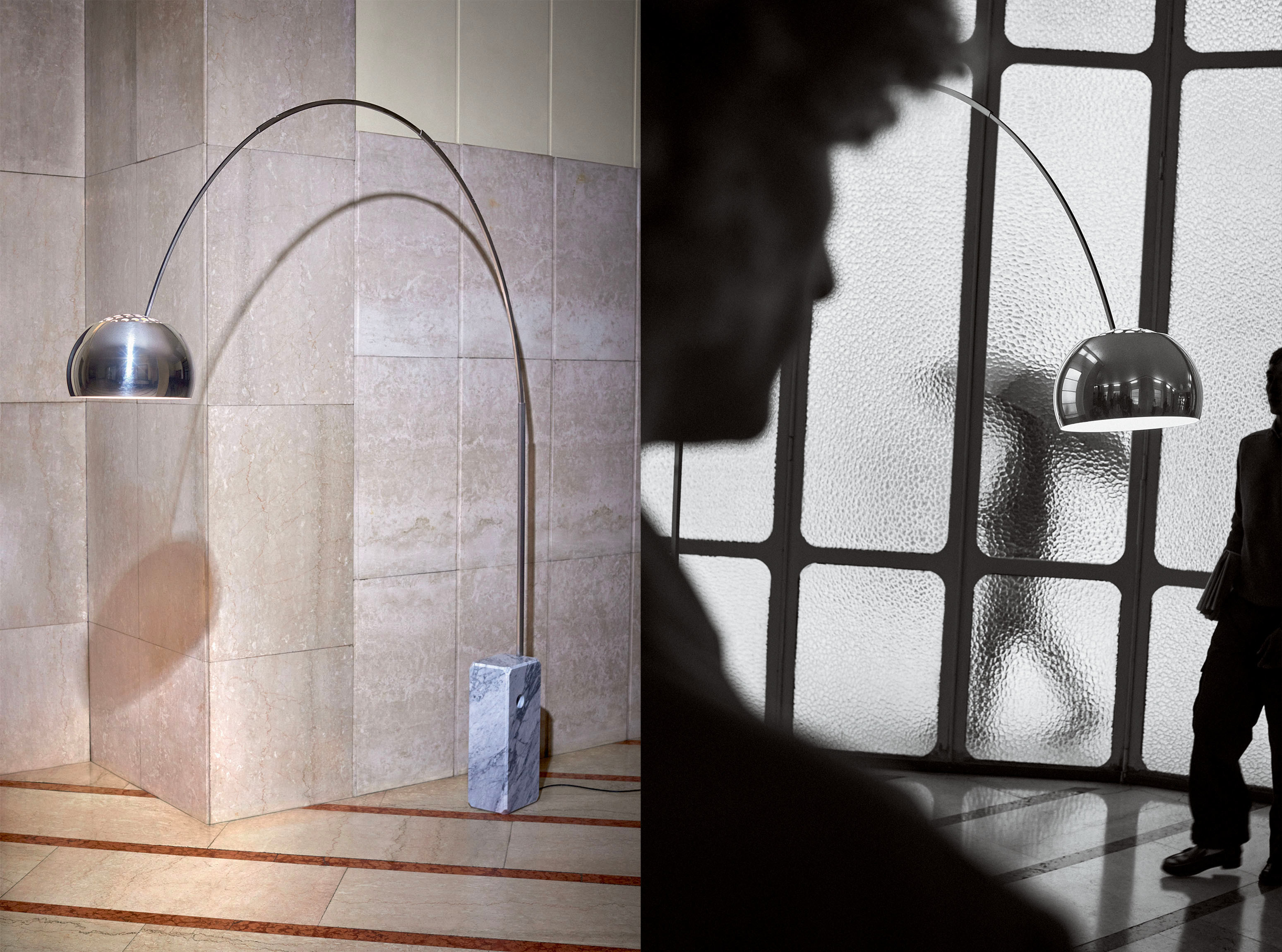 Flos icons showcased in a visual narrative by Barbara Corti and Omar Sosa