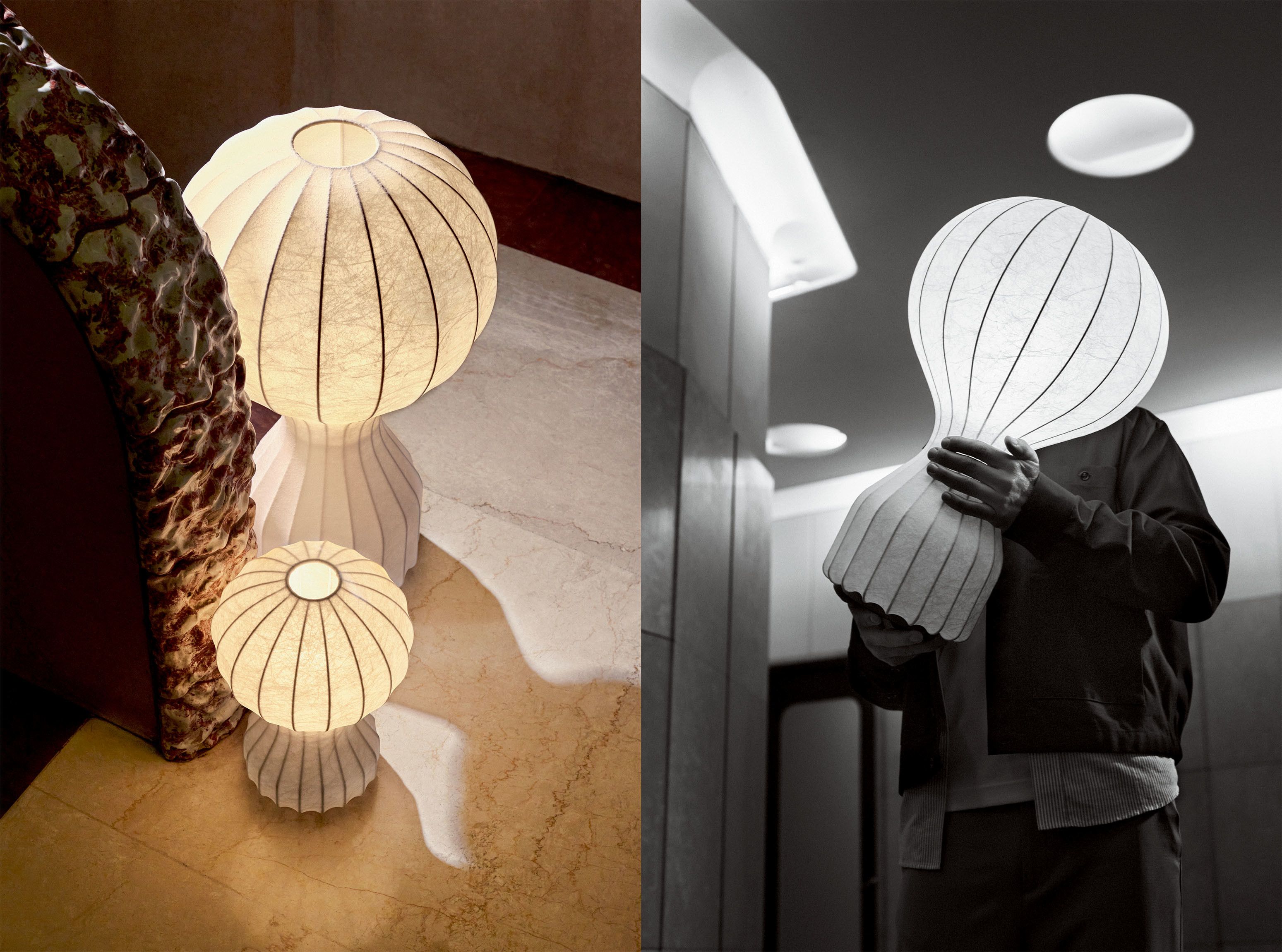 Flos icons showcased in a visual narrative by Barbara Corti and Omar Sosa