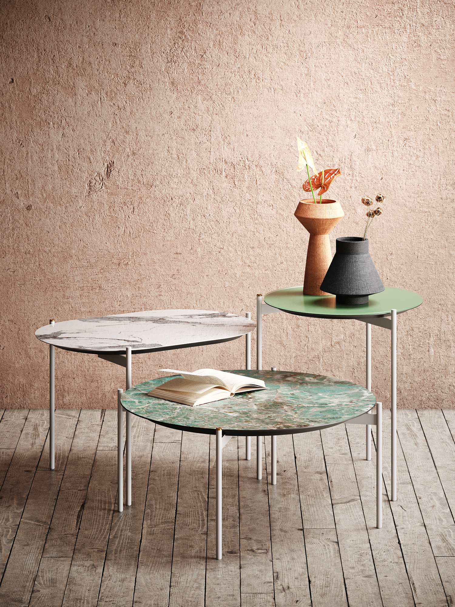 The Liu Jo Living coffee tables designed by Simone Cagnazzo