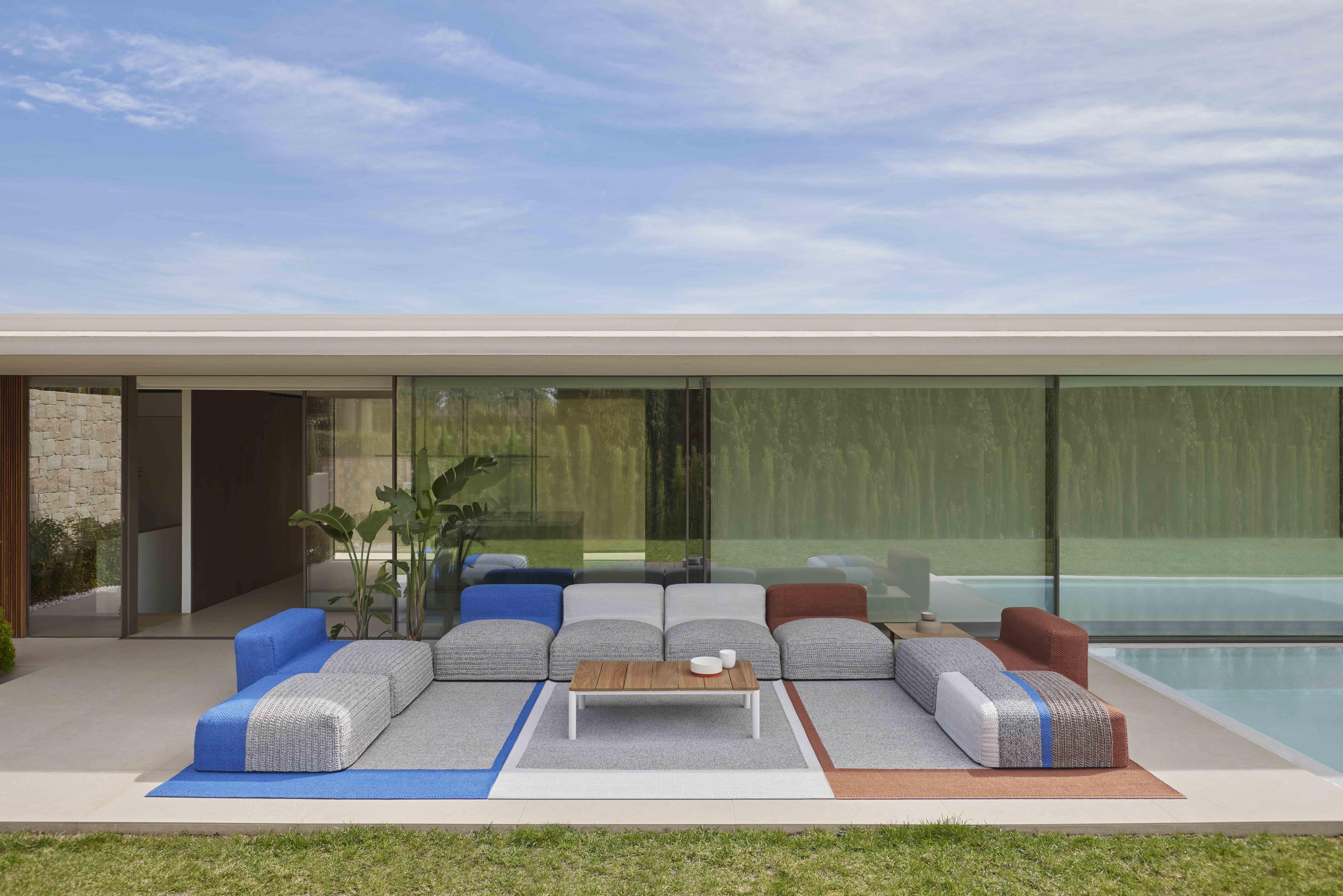 The GAN collection of outdoor poufs and rugs designed by Patricia Urquiola