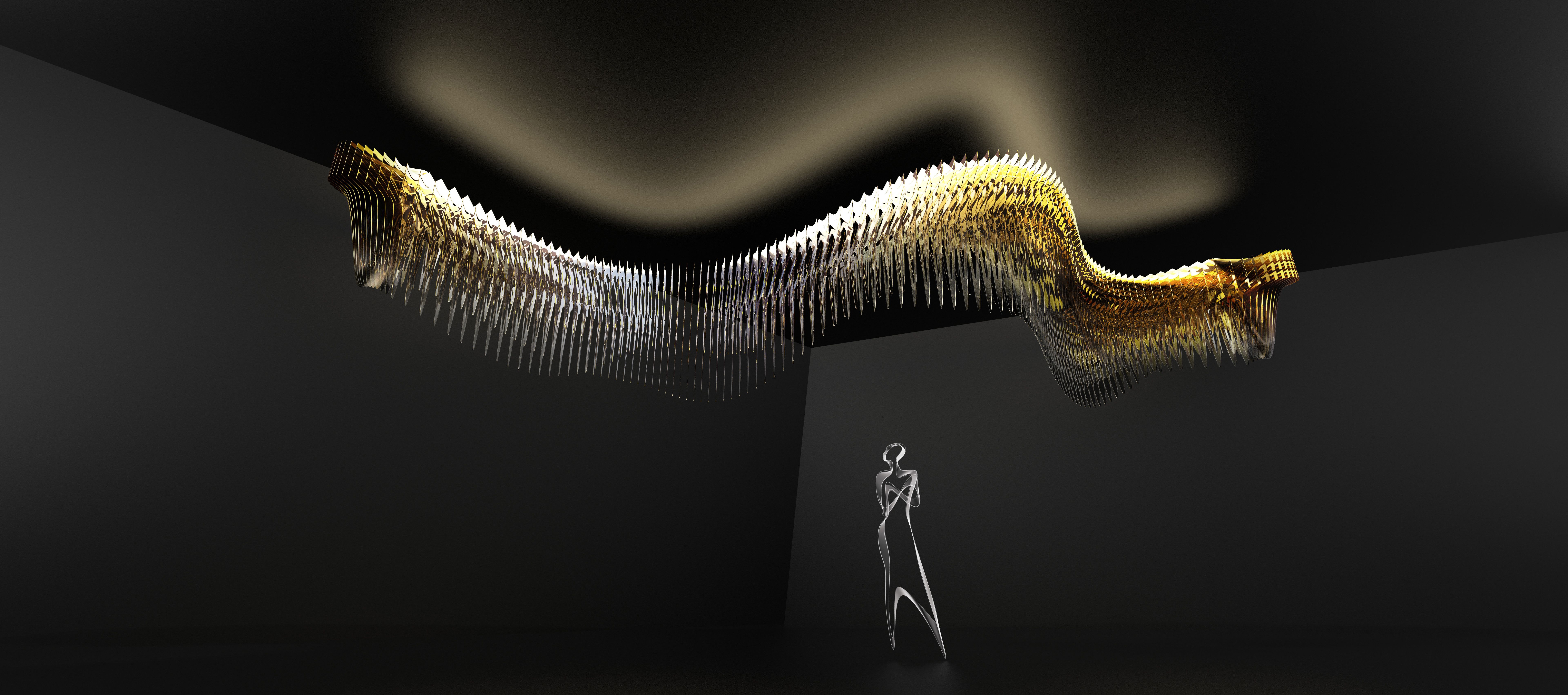 Auf der Euroluce 2023 wird die neue Pendelleuchte von Slamp und Zaha Hadid vorgestellt