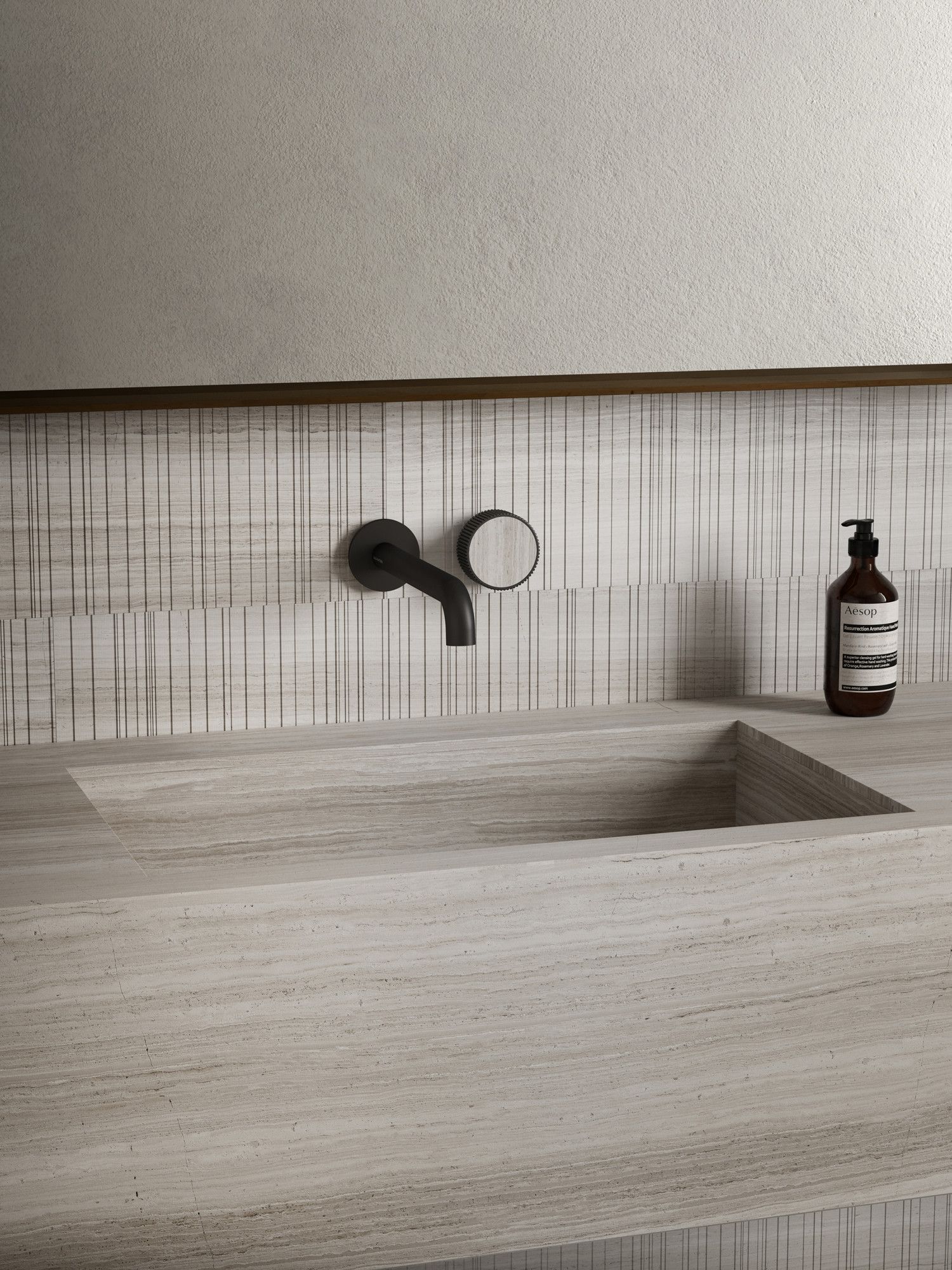 Salvatori marble Spaghetti tap designed by Elisa Ossino