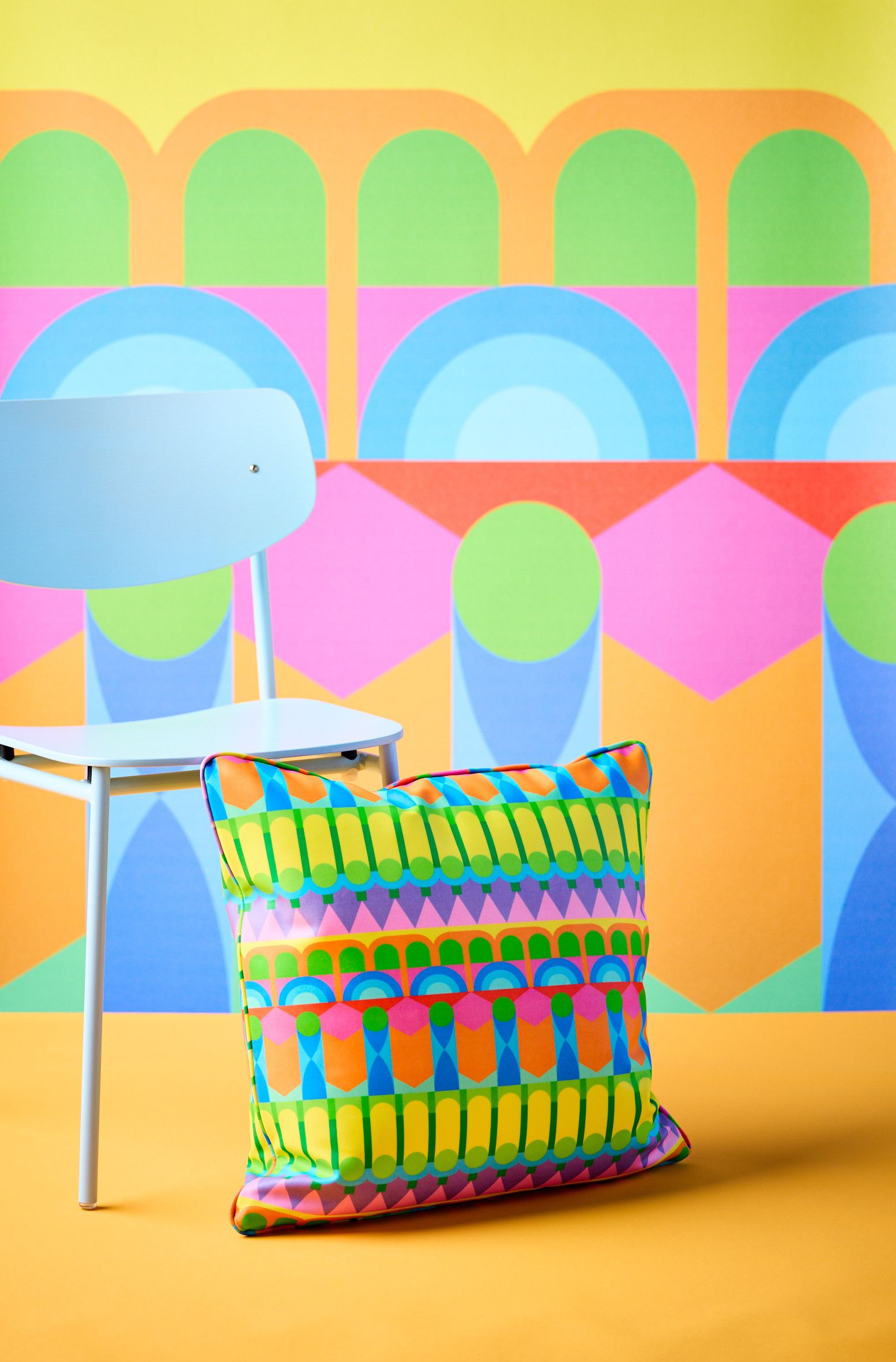 Colorful wallpapers and fabrics by Momentum and Yinka Ilori at Neocon 2024