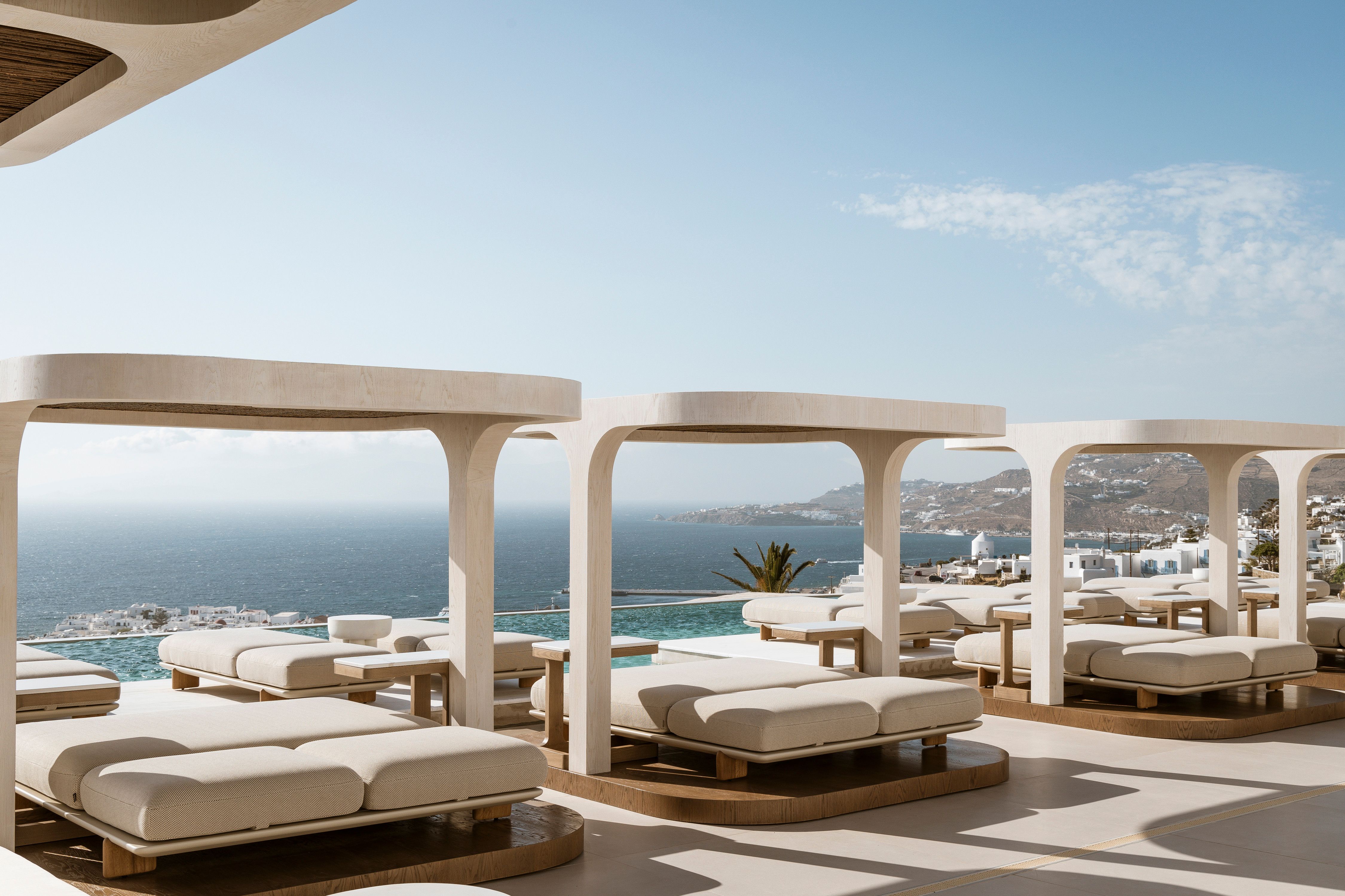 The Vondom Milos collection by Jean-Marie Massaud at the Lovia Mykonos Hotel