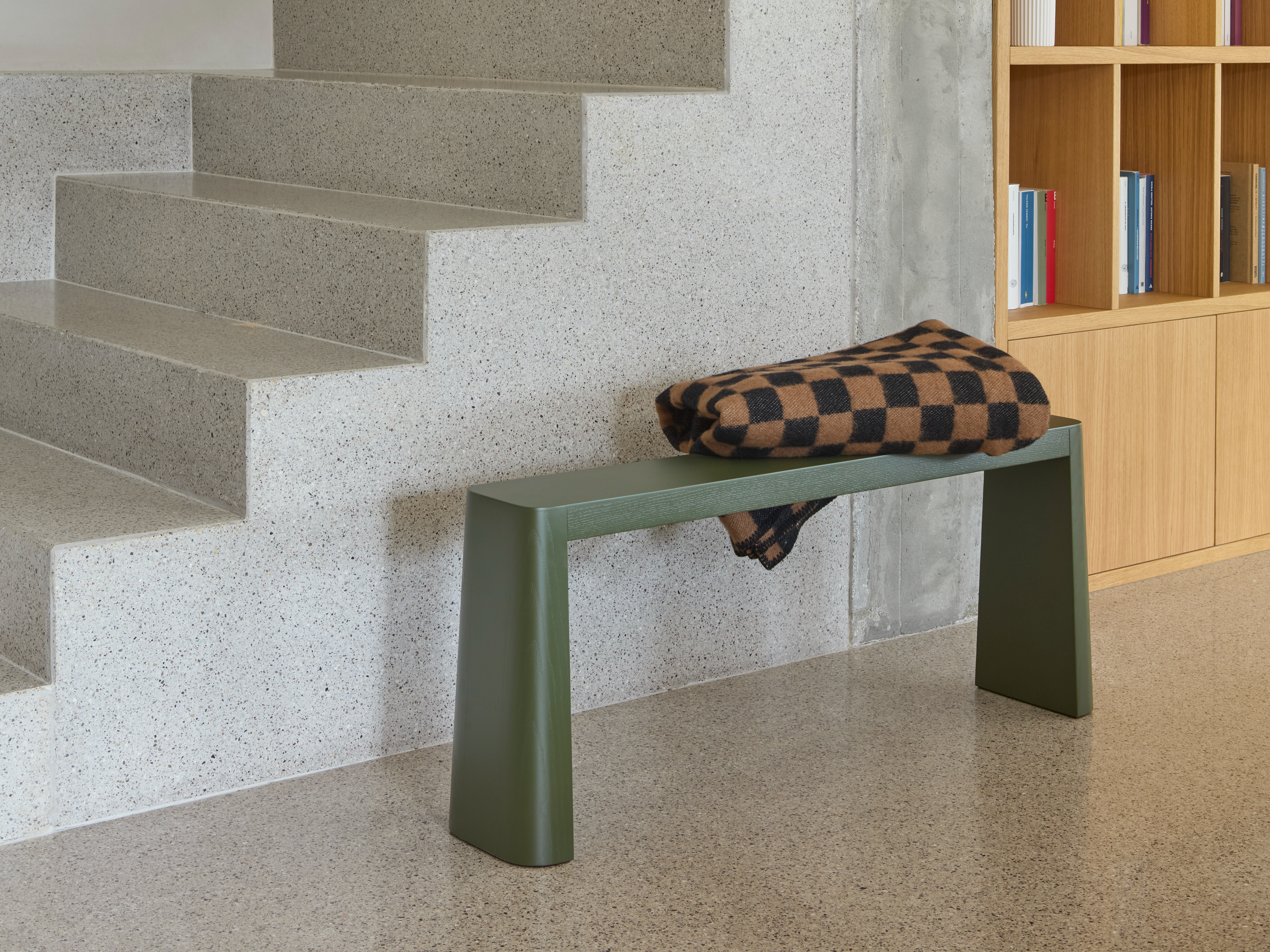 Zilio A&C wooden stool and bench designed by Alessandro Stabile