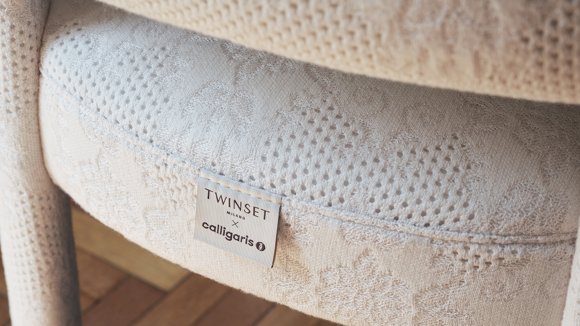 Twinset knitwear adorns Calligaris’ Glen Soft chairs