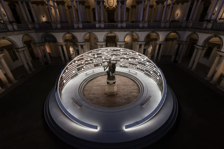 Fuorisalone 2025: the Library of Light installation at Pinacoteca di Brera