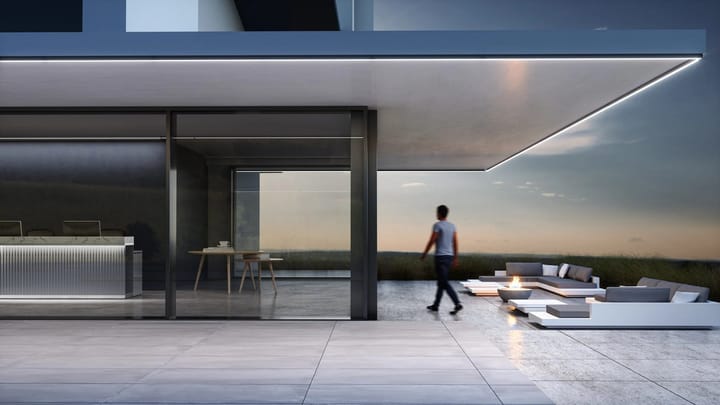 The linear lighting profile Linealuce by iGuzzini for outdoor space