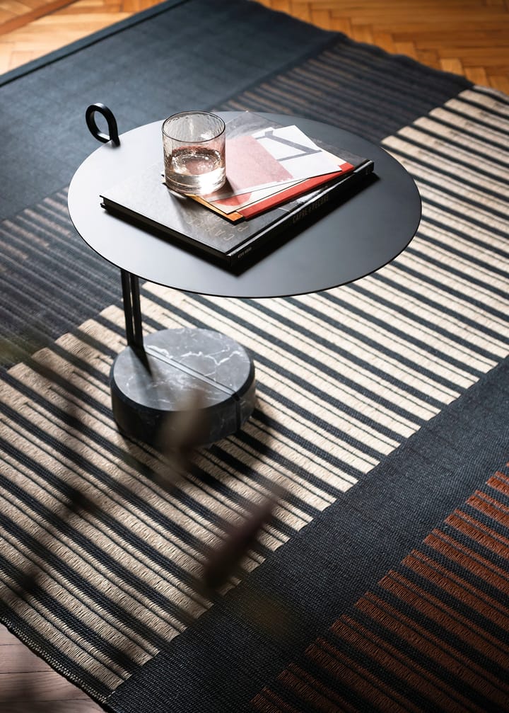 Bross coffee table in steel, marble and wood.