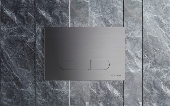 Le placche di comando per wc Guglielmi in ottone e acciaio inox