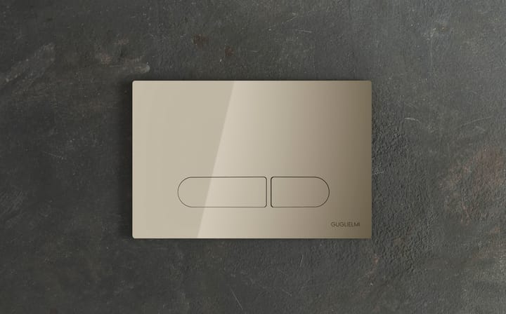 Le placche di comando per wc Guglielmi in ottone e acciaio inox