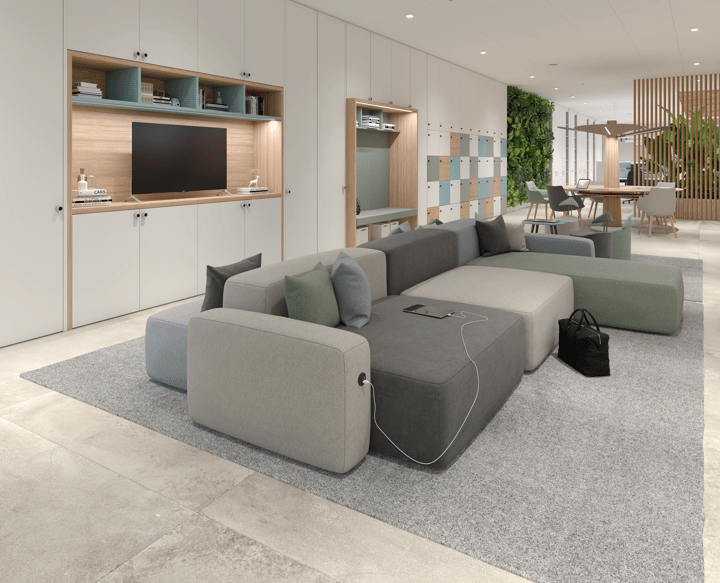 At Orgatec 2022 the new Estel office furniture in the new Super-Mat finish