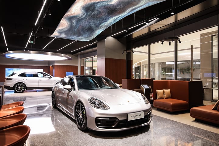 laCividina Node+ modular sofas for the new Porsche showroom by UNStudio