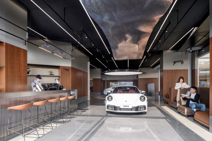 laCividina Node+ modular sofas for the new Porsche showroom by UNStudio