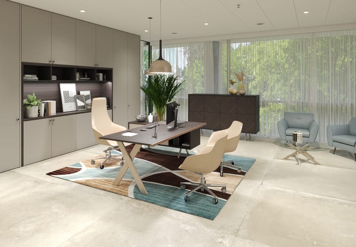 At Orgatec 2022 the new Estel office furniture in the new Super-Mat finish