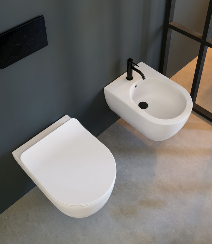 The Scarabeo suspended toilet with drainage system that reduces water ...