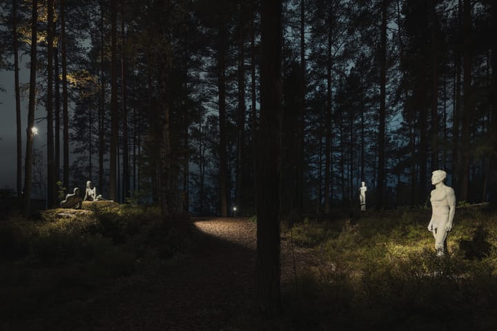 Le lampade da esterno L&L Luce&Light illuminano le sculture di The Well ...