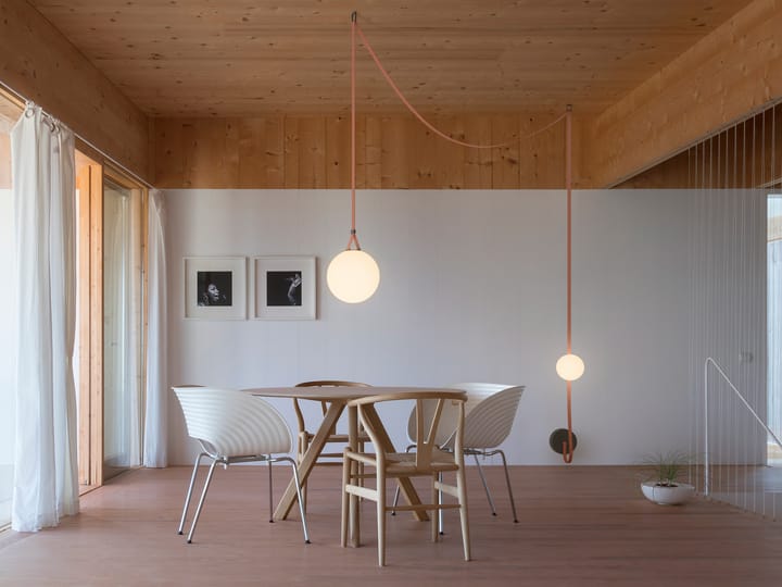 Vibia decorative lamp with fabric strap and single connection point