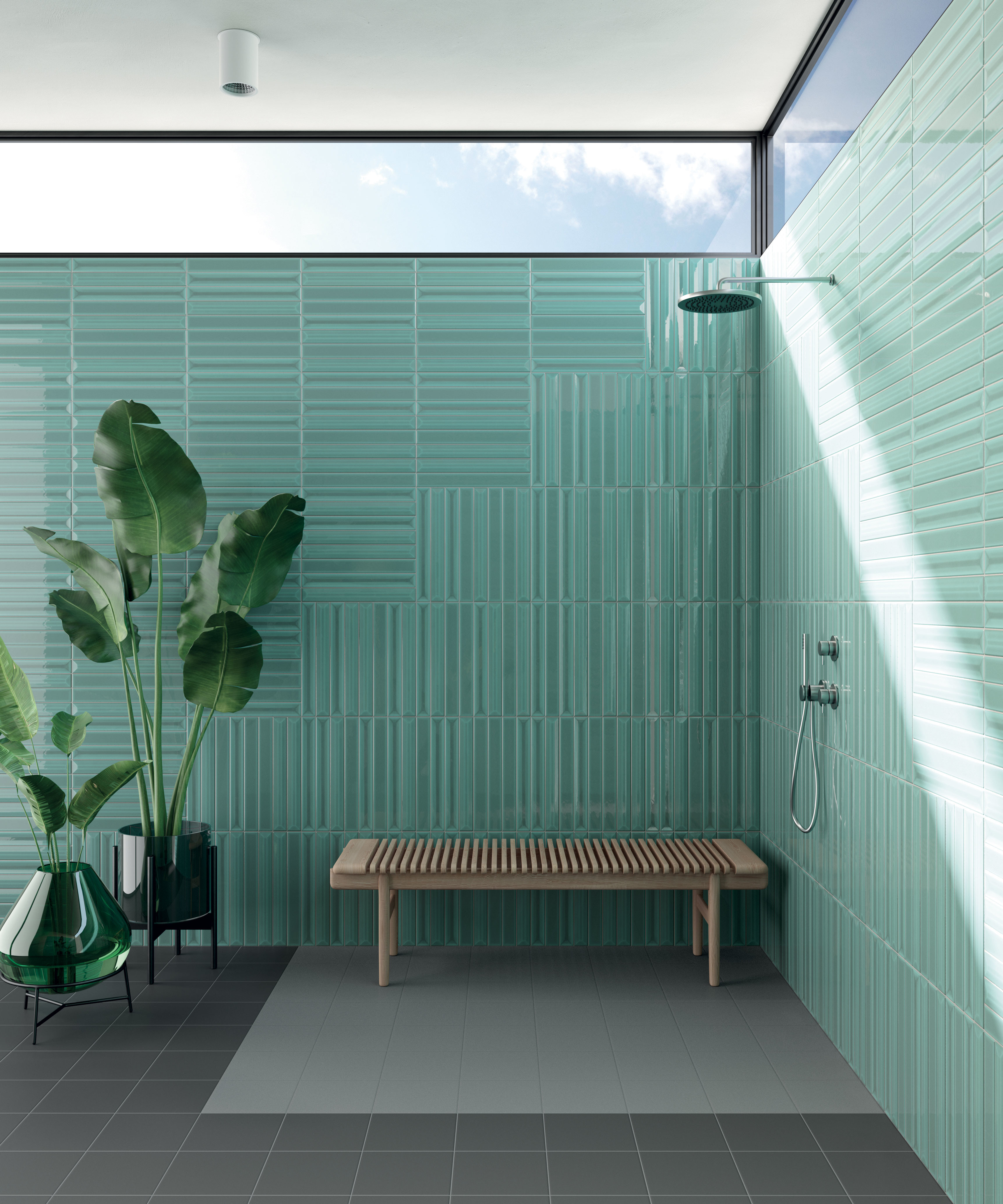 Flauti, the collection of glazed stoneware coverings by Ceramica Vogue