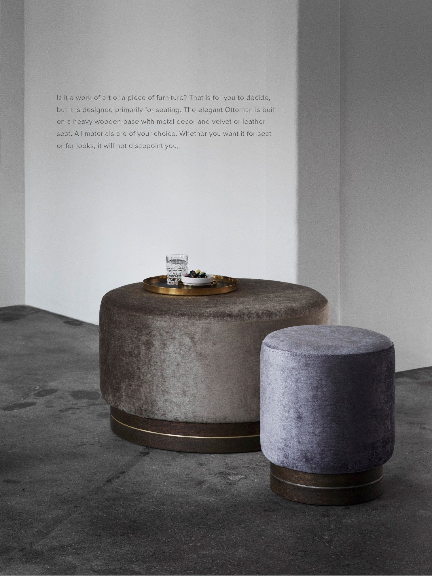 La Sorellina – Small Pouf Upholstered round velvet pouf By Christina ...