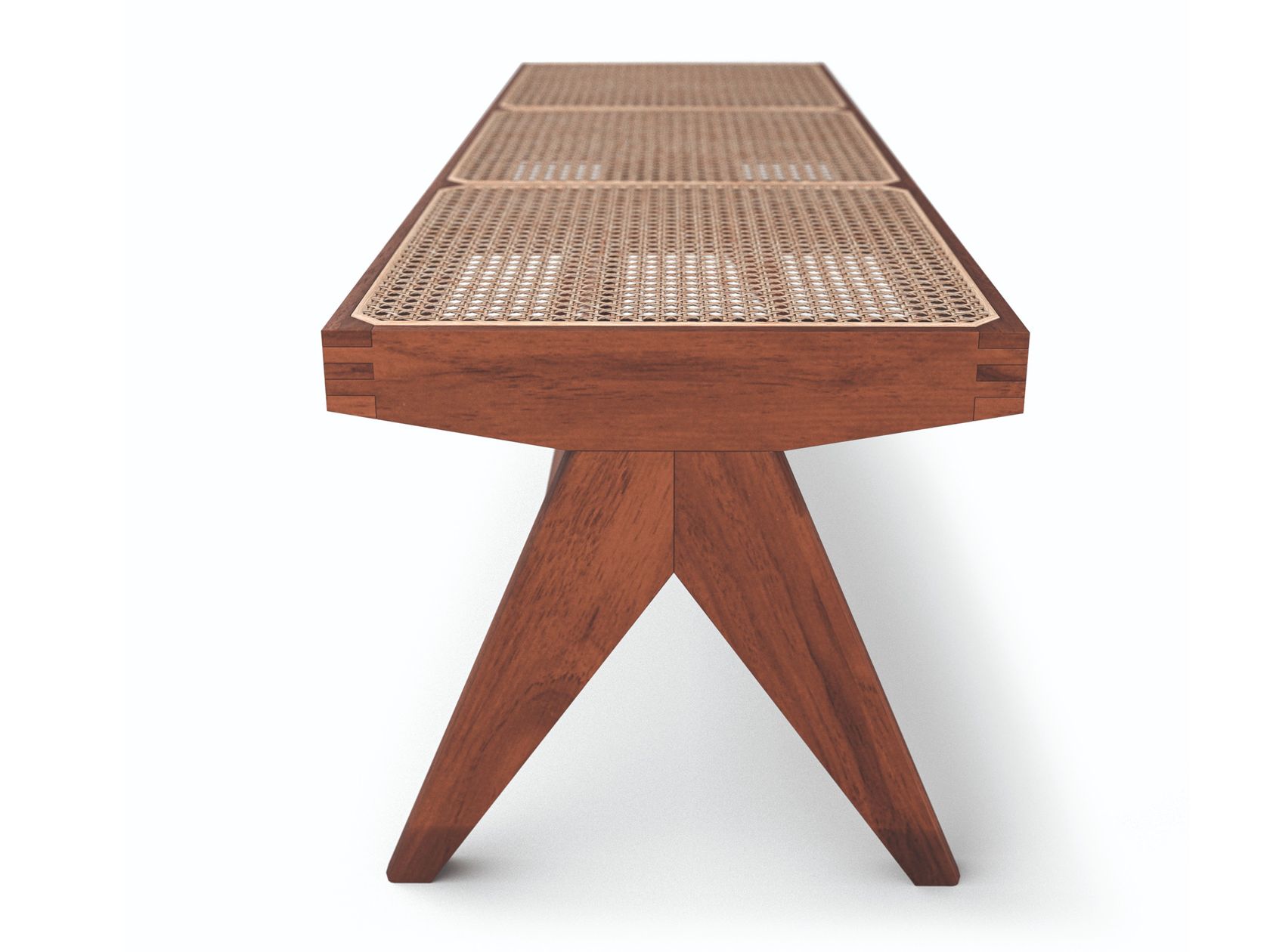 Solid wood and Vienna cane bench 057 CIVIL BENCH By Cassina