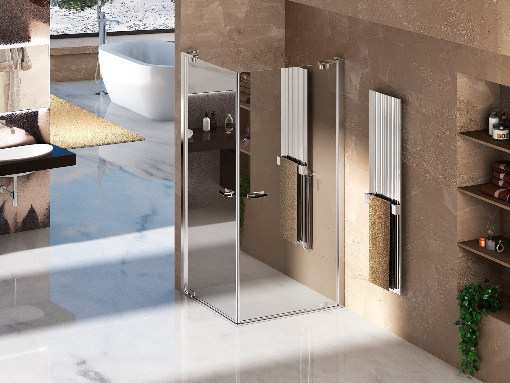 NATURA 4000 - A-EDT L/R Corner shower cabin with pivot door By Duka