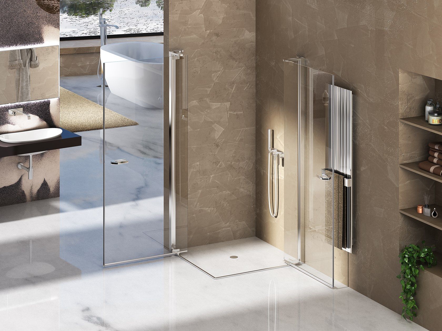 NATURA 4000 - A-EDT L/R Corner shower cabin with pivot door By Duka