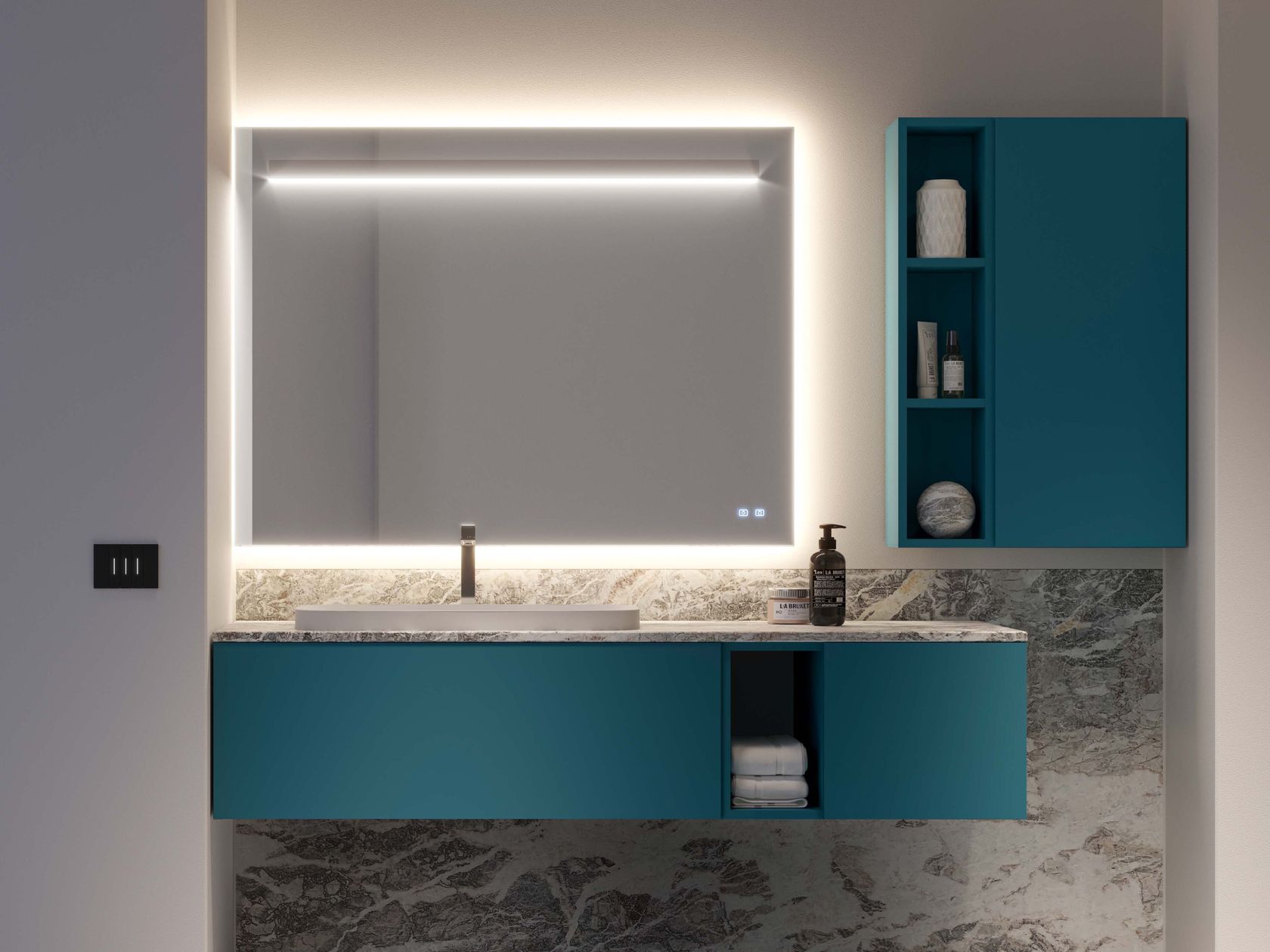DOGMA Wall-mounted wooden vanity unit with integrated washbasin By ...