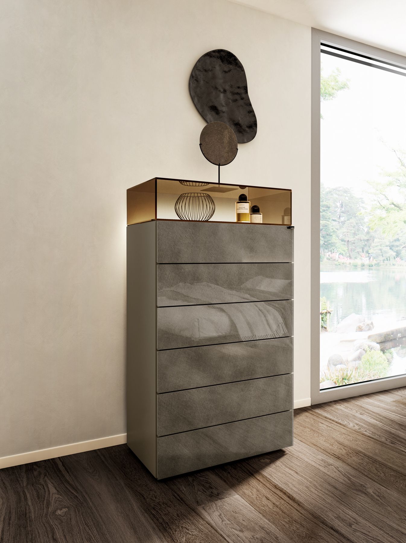 36E8 GLASS 1904 Glass chest of drawers By Lago | design Daniele Lago