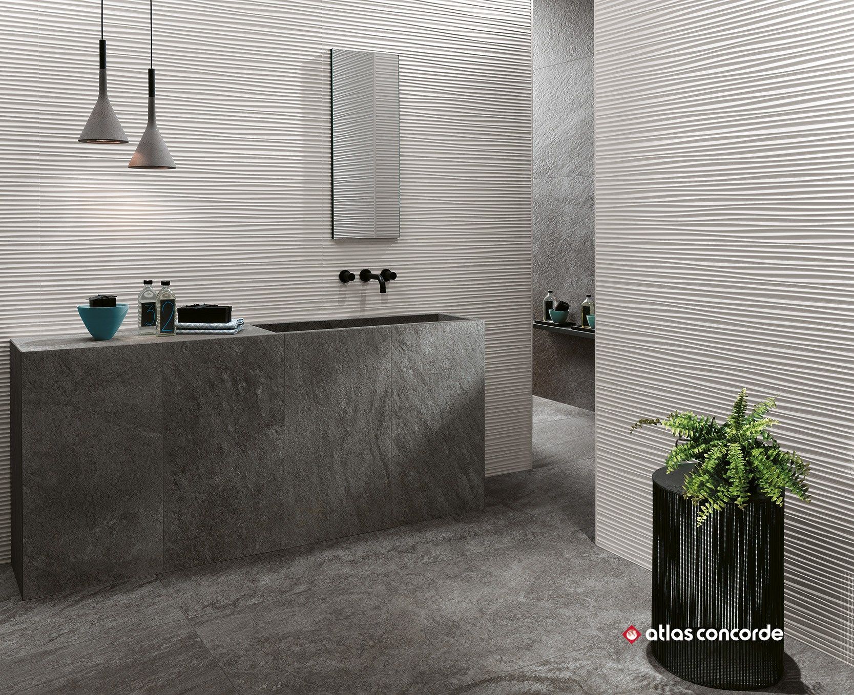 White-paste 3D Wall Cladding 3D WALL DESIGN FLOWS By Atlas Concorde