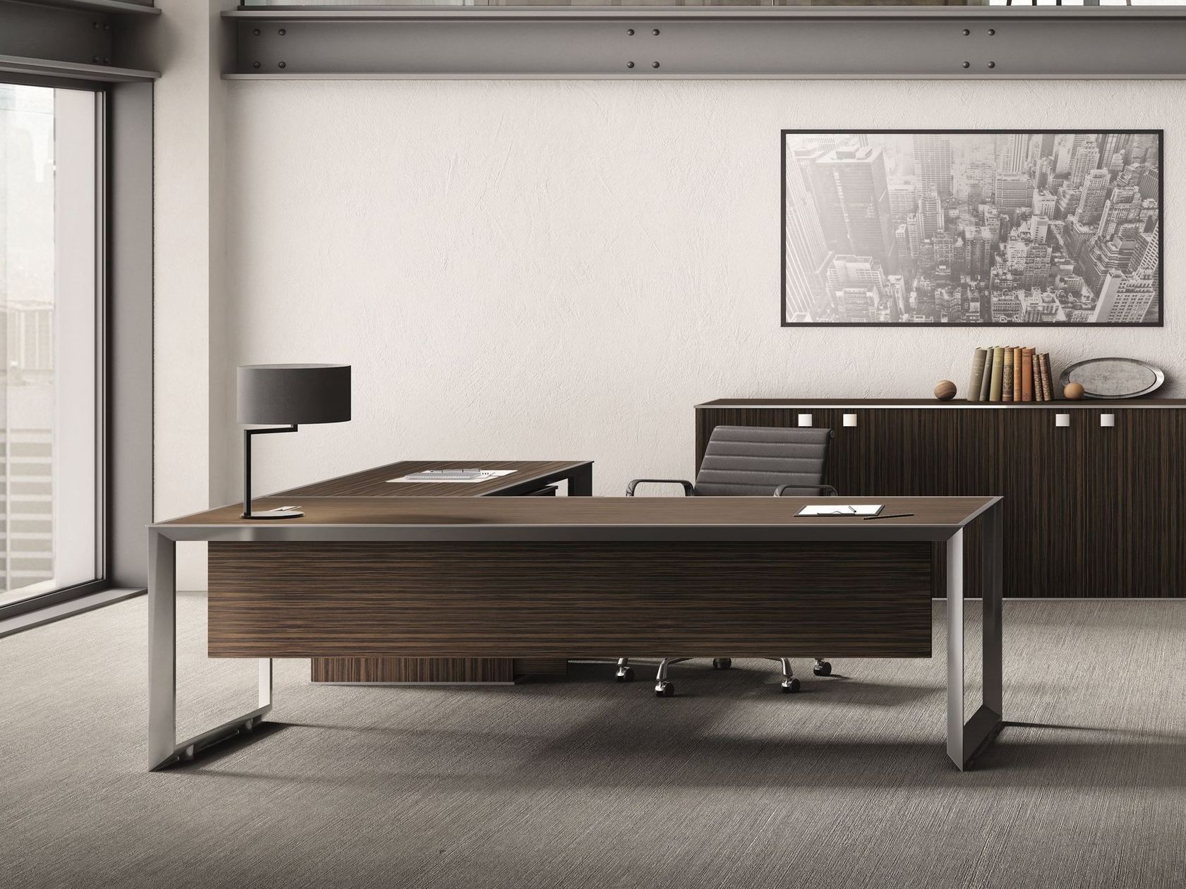 45/90 | Aluminium and wood office desk By IFT design Roberto Garbugli