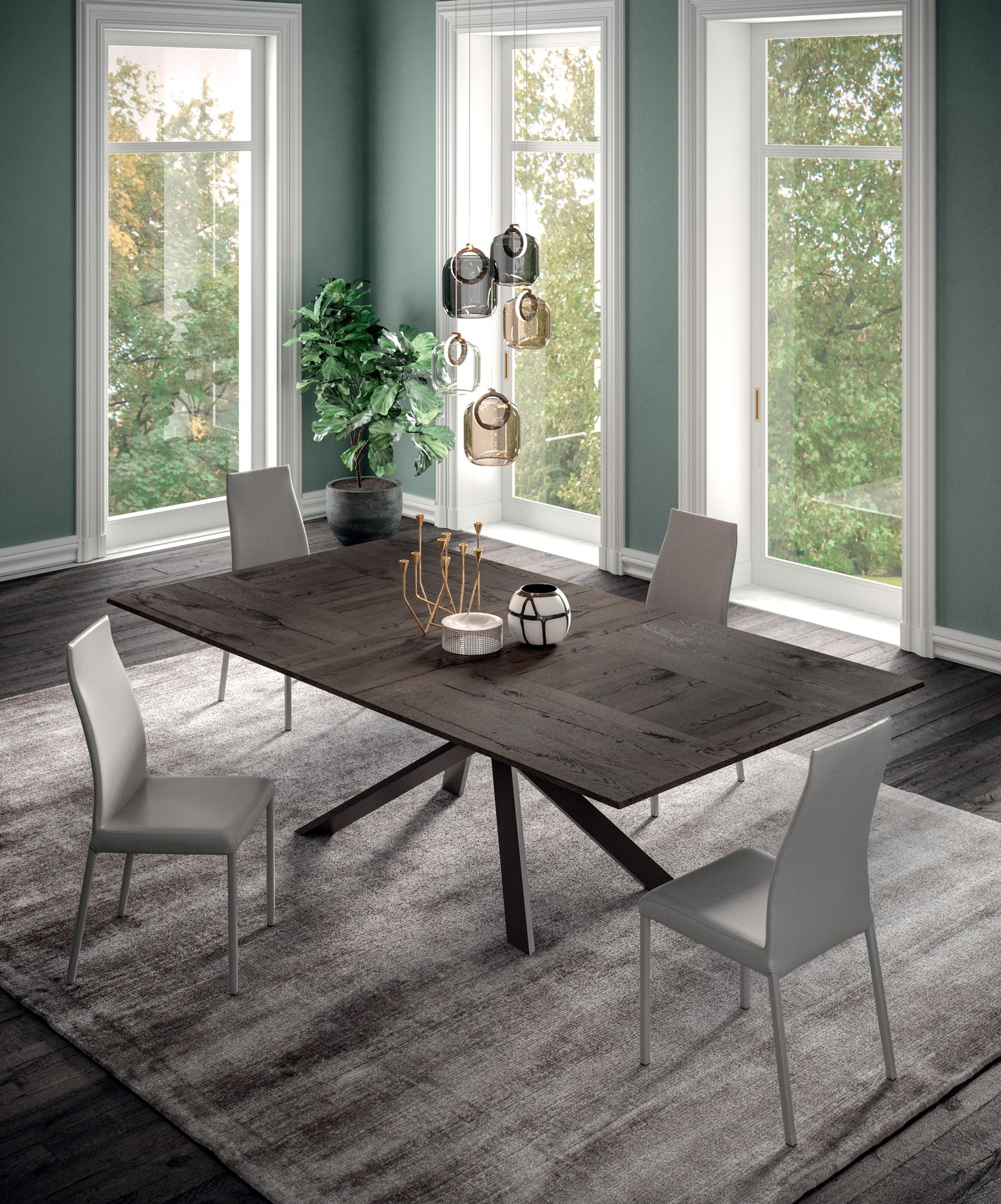 4X4 Table extensible rectangulaire en acier et bois By Ozzio Italia ...