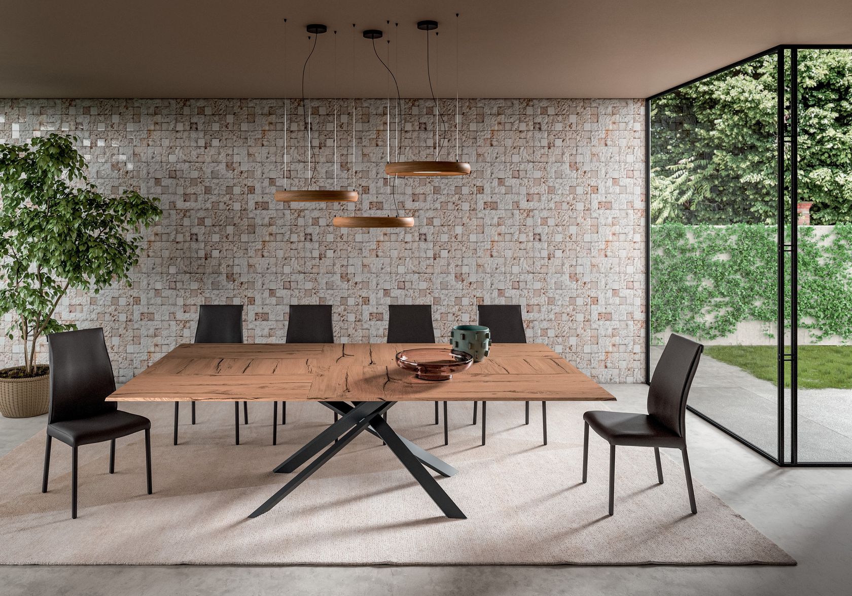 4X4 Table extensible rectangulaire en acier et bois By Ozzio Italia ...